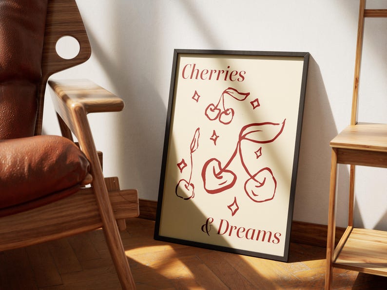 Cherries and Dreams Cherrie Printable Wall Art Sweet Dreams Aesthetic ...