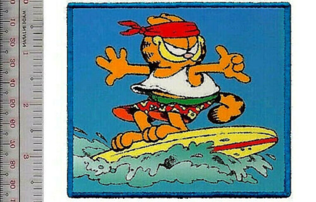 Vintage Retro Surfing Garfield the Cat Cool Surfer Dude Ridding a Wave ...