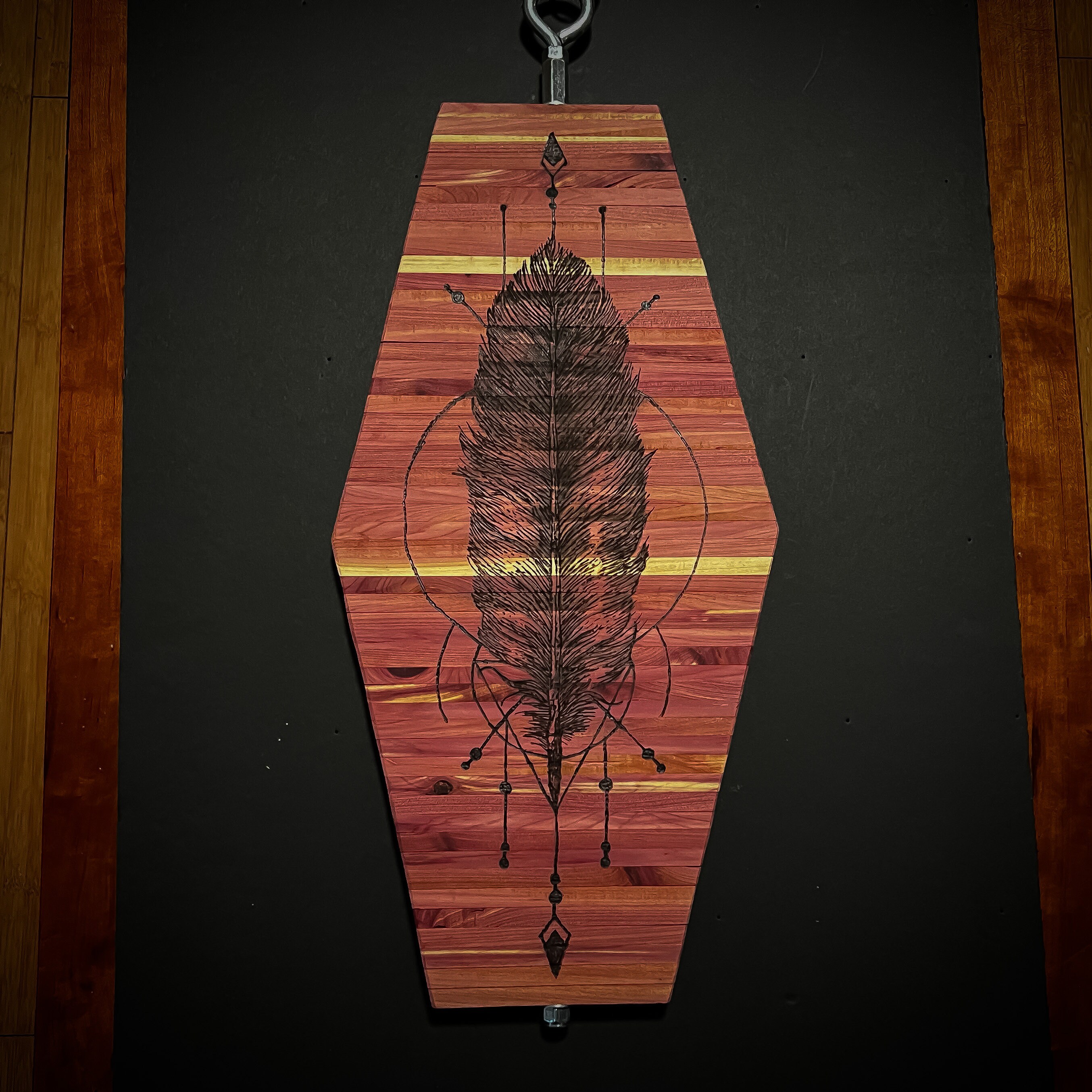 Feather of Tranquility Cedar Wind Spinner Artisan Woodburning ...