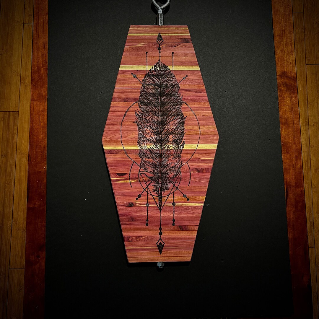 Feather of Tranquility Cedar Wind Spinner - Artisan Woodburning ...