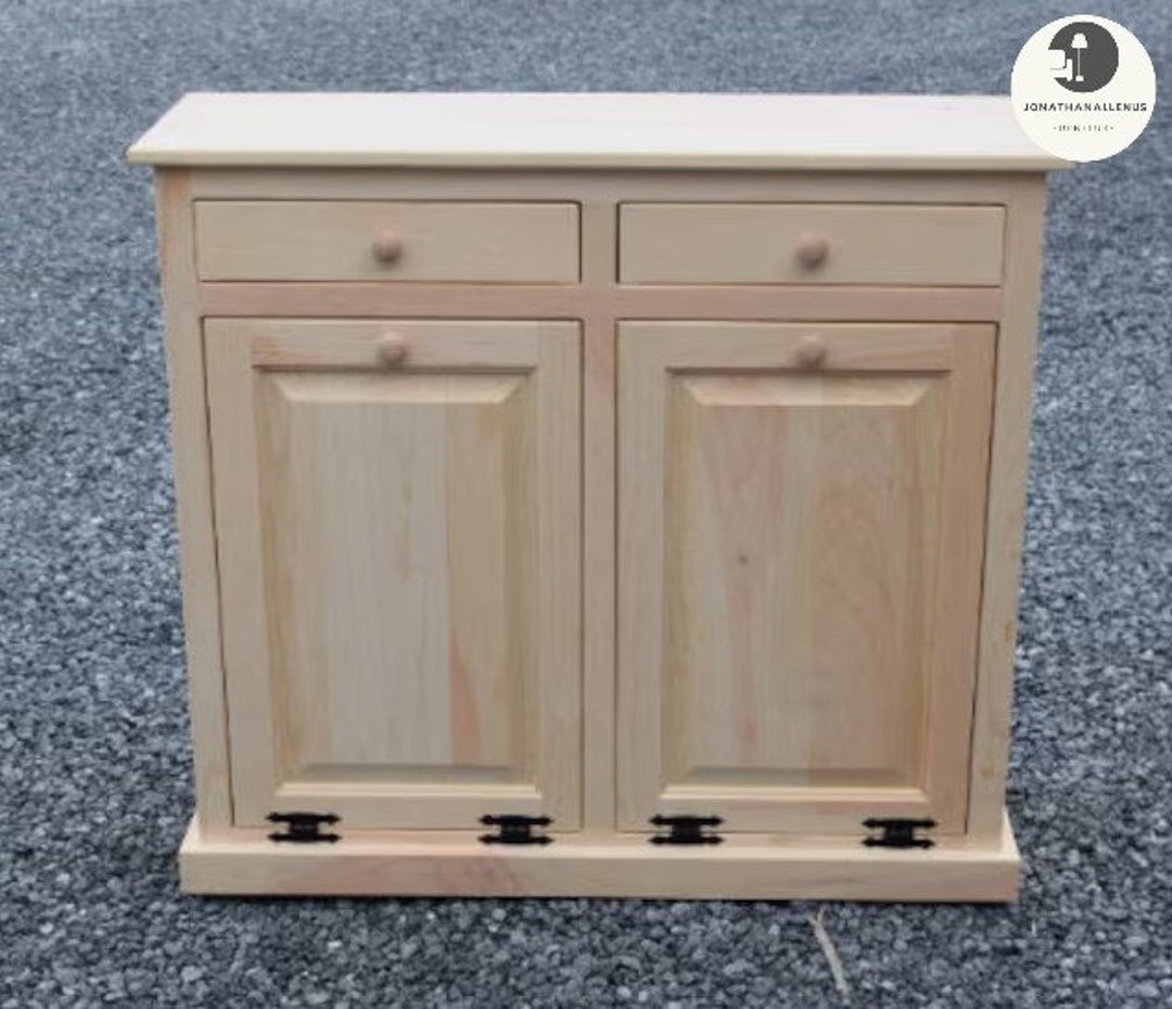 Double Trash Bin, UNFINISHED, Large Trash Can, Double Trash Cabinet ...