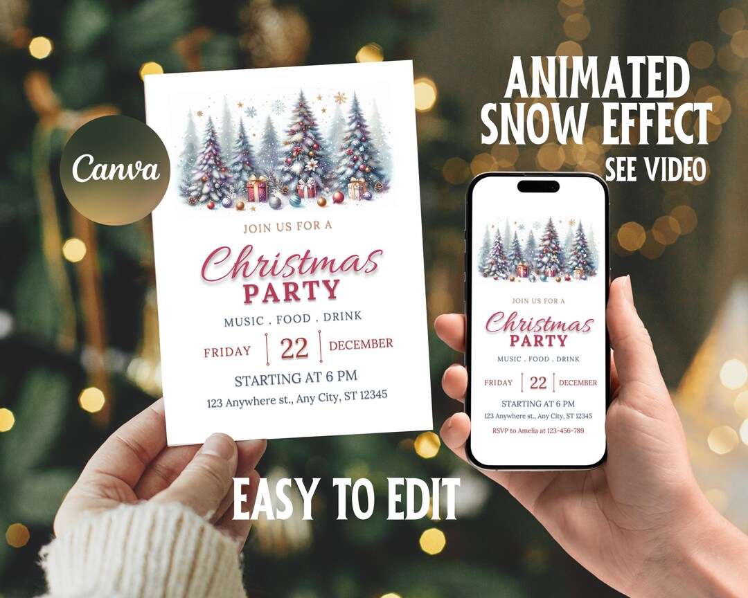 Christmas Party Invitation Template Animated Snow Christmas Invitation ...