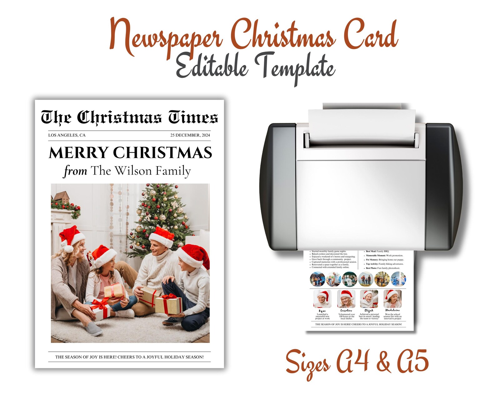 Family Newspaper Template Christmas Newsletter Year in Review Christmas ...