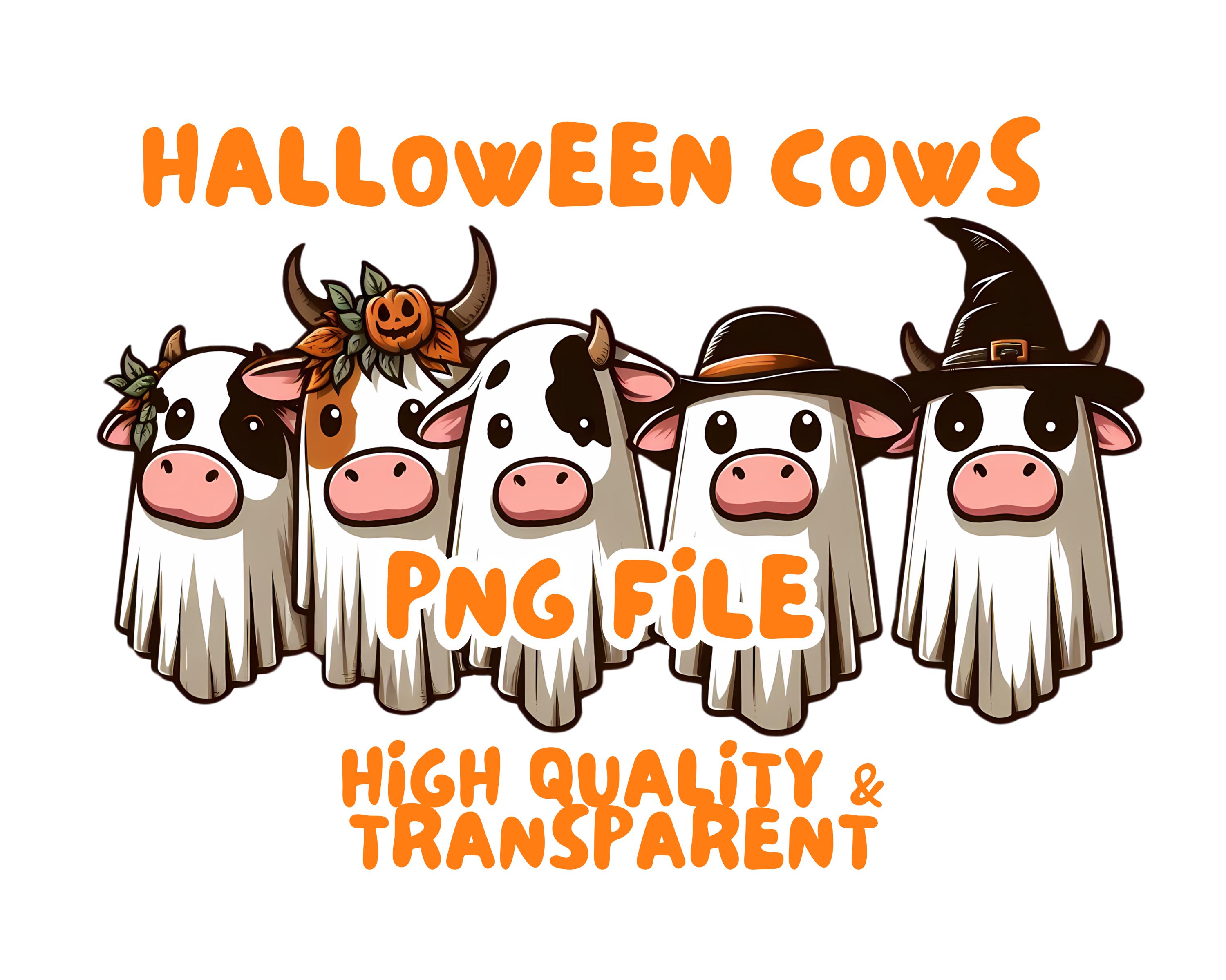 Funny Halloween PNG Spooky Cows Ghost Costume Cute Highland Cow Ghosts ...