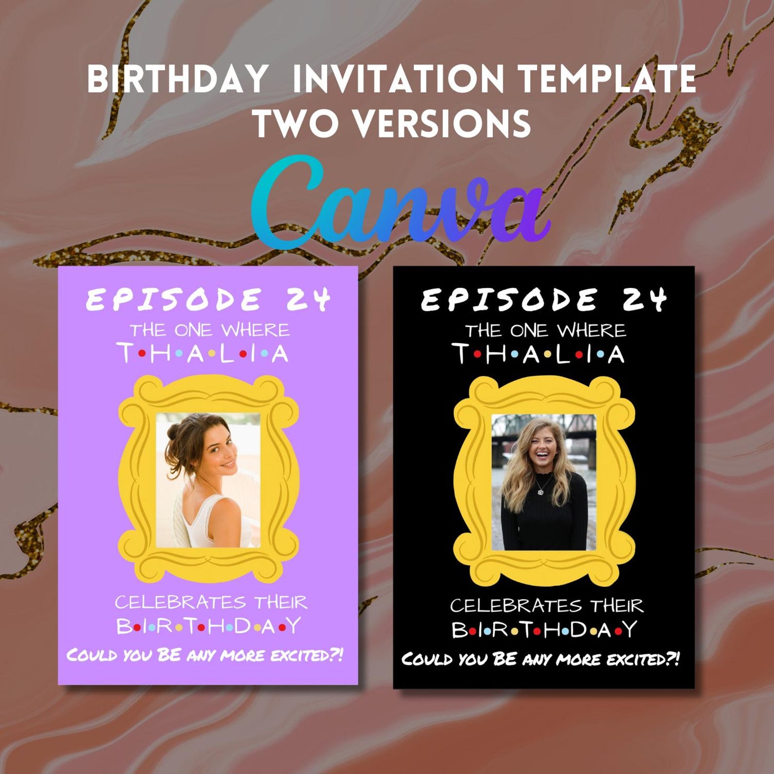 Friends Yellow Frame Birthday Invitation, Friends TV Show Birthday ...