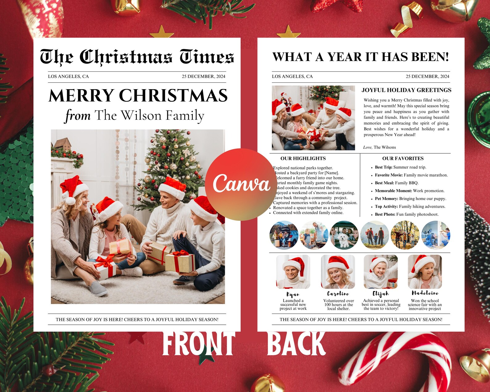 Family Newspaper Template Christmas Newsletter Year in Review Christmas ...