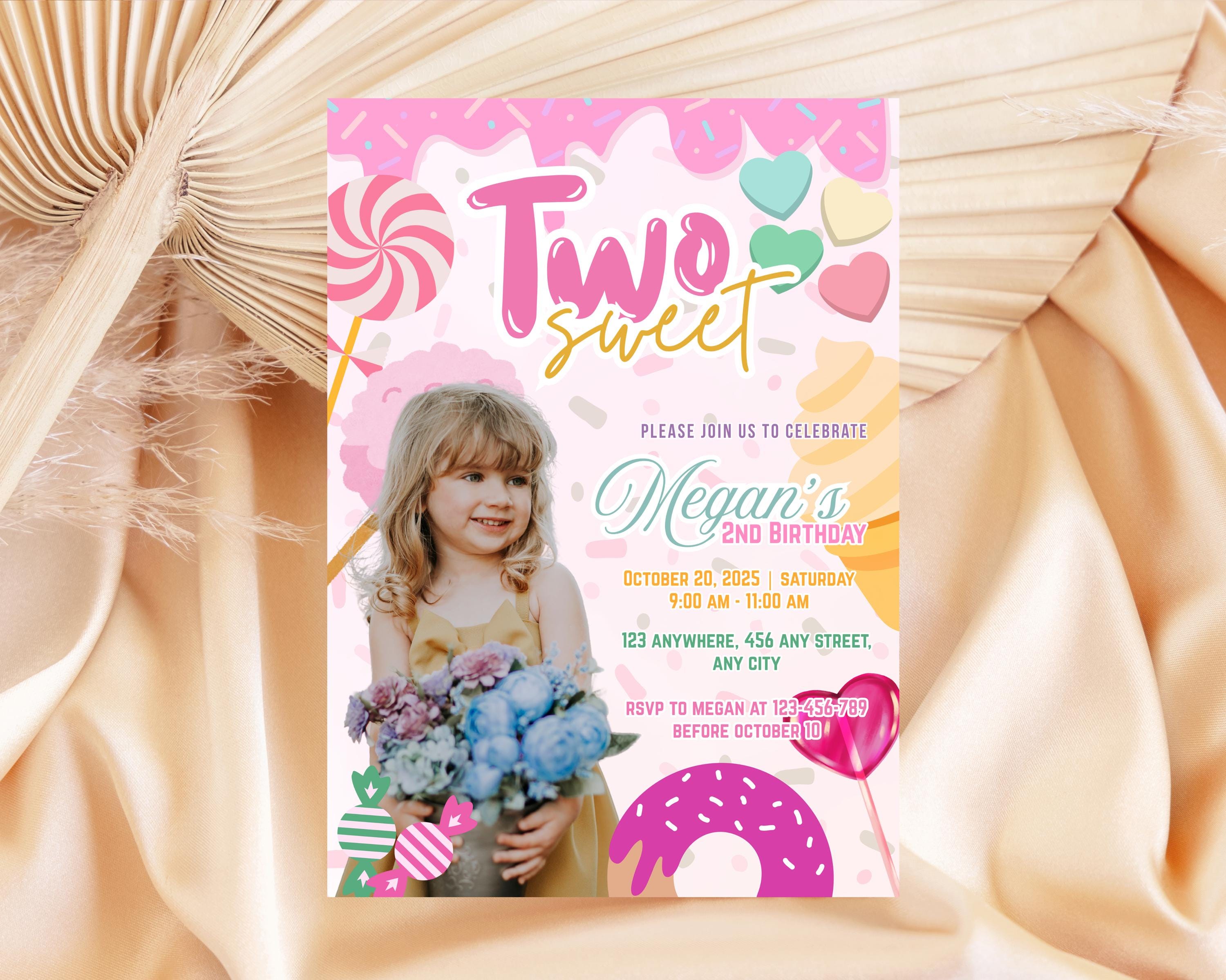 Two Sweet Birthday Invitation Template Two Sweet Invitation, 2nd ...