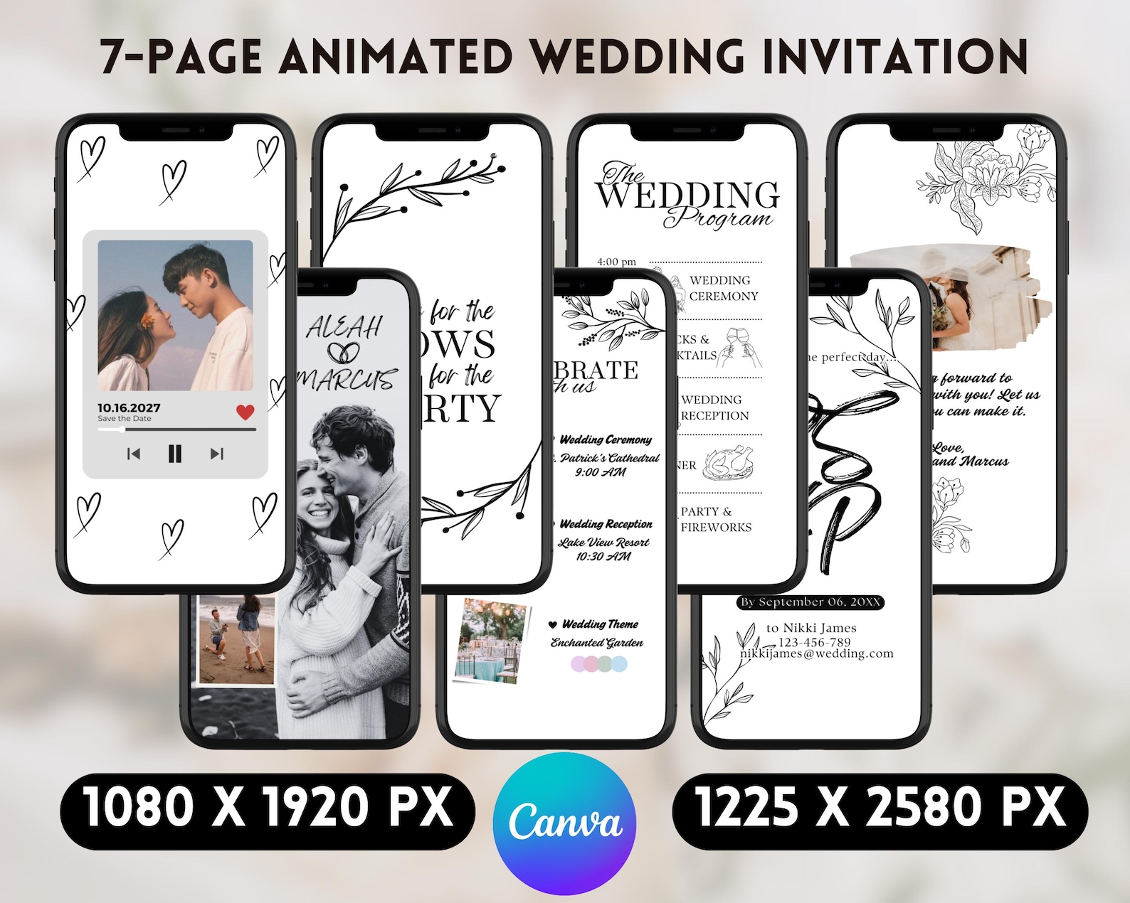 Animated Wedding Invitation Video Template Customizable Canva Invite ...