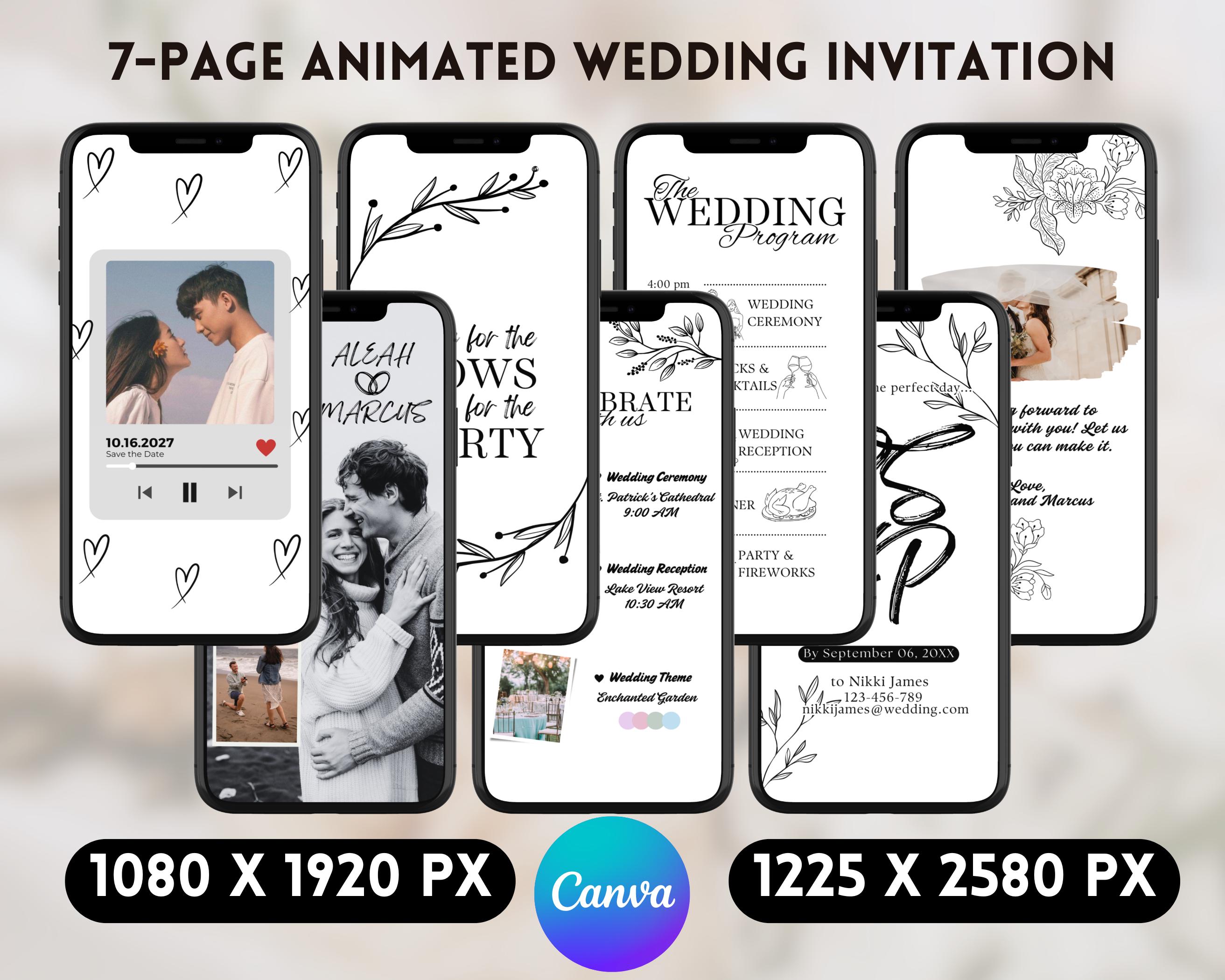 Animated Wedding Invitation Video Template Customizable Canva Invite ...