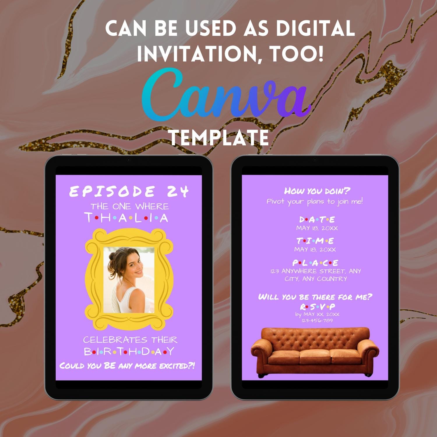 Friends Yellow Frame Birthday Invitation, Friends TV Show Birthday ...