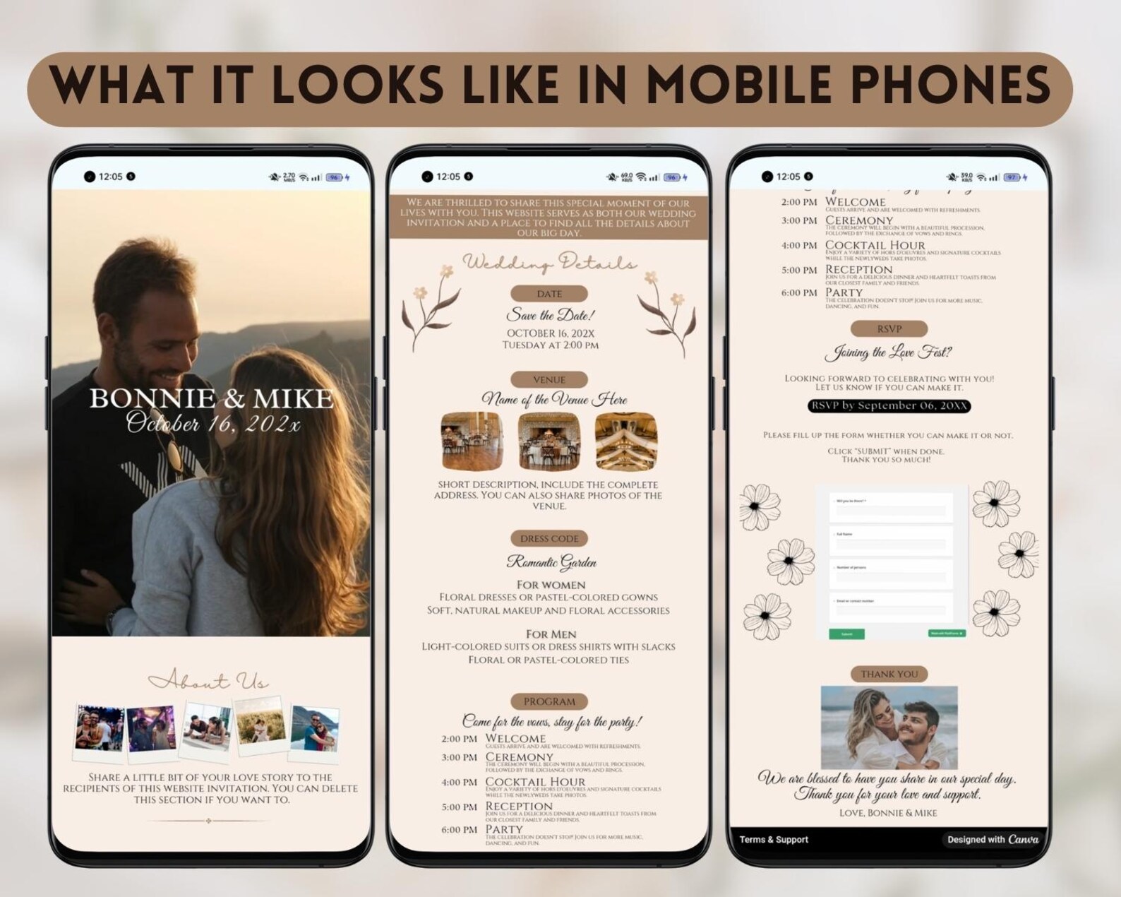 Custom Modern Wedding Invitation Website With RSVP Wedding Reception ...