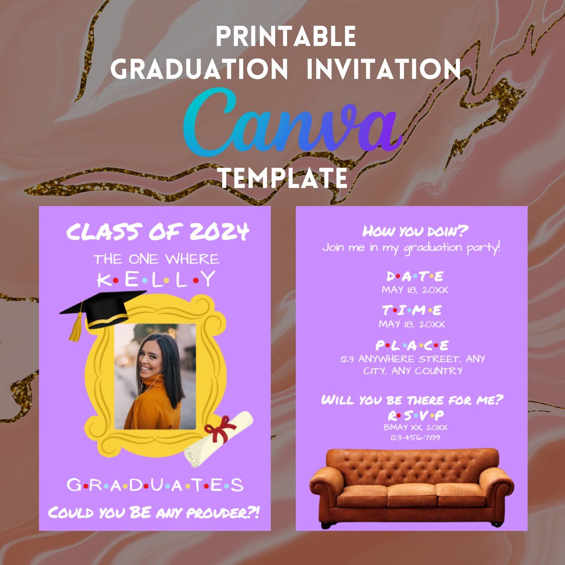 Friends Yellow Frame Graduation Invitation, Digital Invitation, 2024 ...