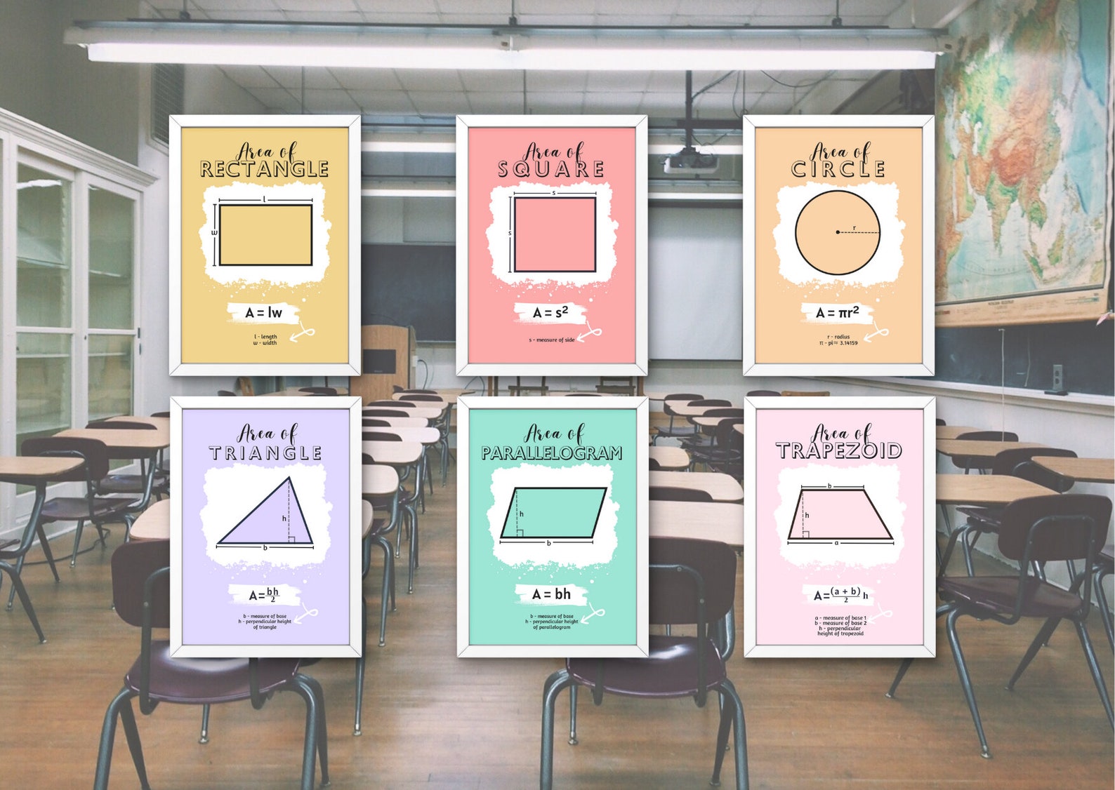 PRINTABLE Perimeter Area Poster Set, 2D Shapes Poster Set, Math Formula ...