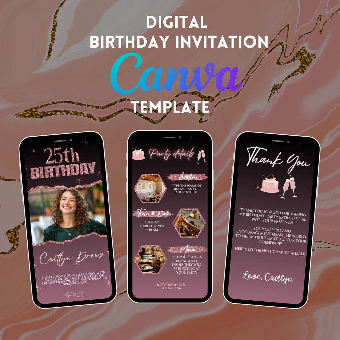 Birthday Invitation, Digital Birthday Invitation, Happy Birthday Evite ...