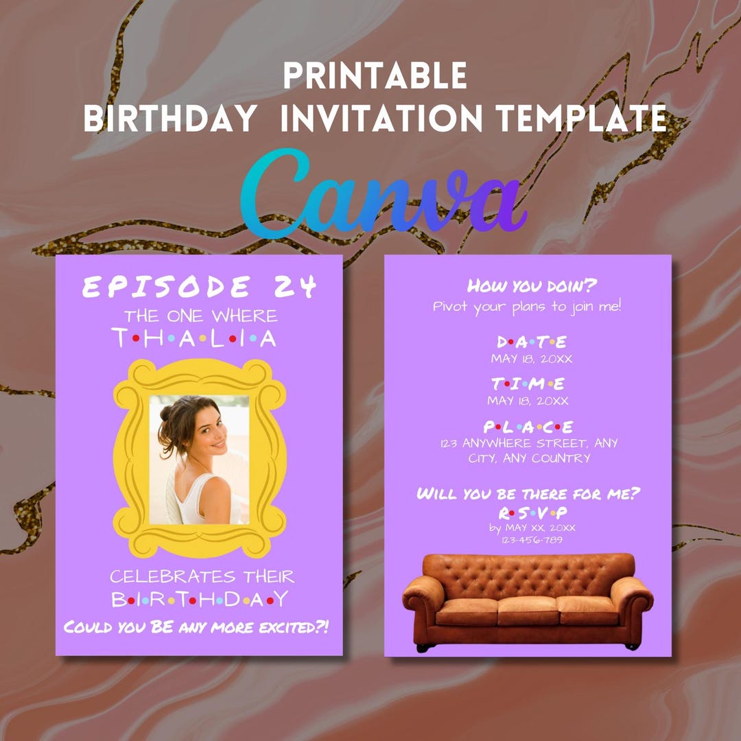 Friends Yellow Frame Birthday Invitation, Friends TV Show Birthday ...