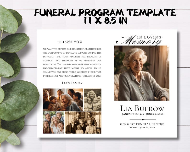 Minimalist Funeral Program Template Simple Funeral Memorial Program ...