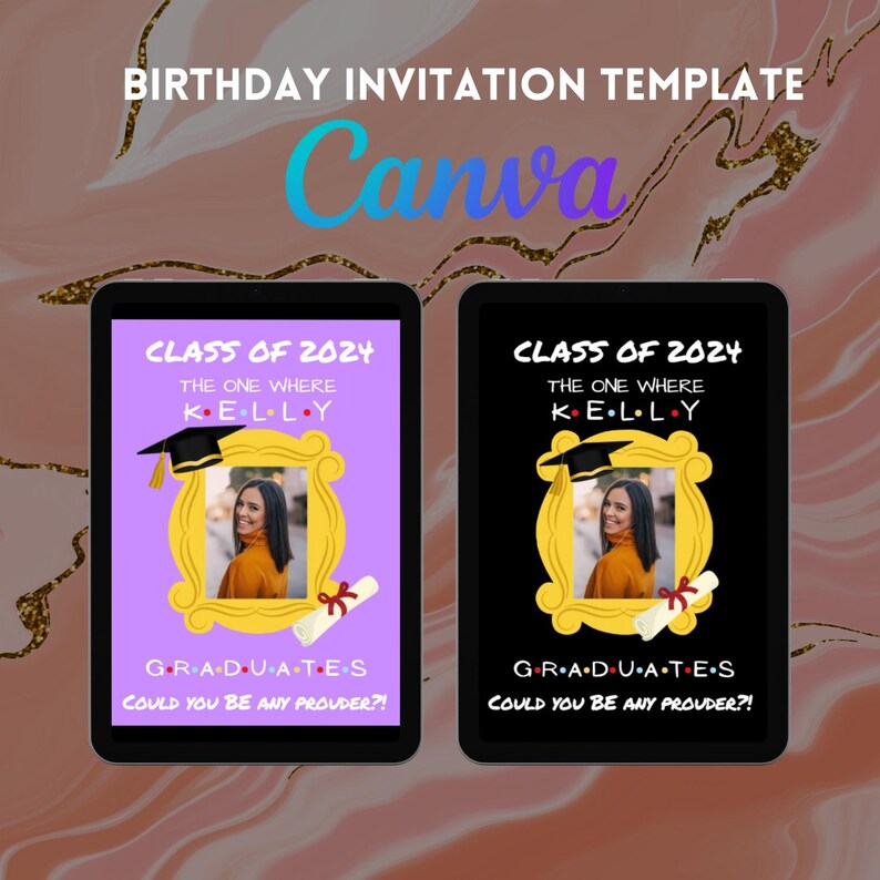 Friends Yellow Frame Birthday Invitation, Friends TV Show Birthday ...