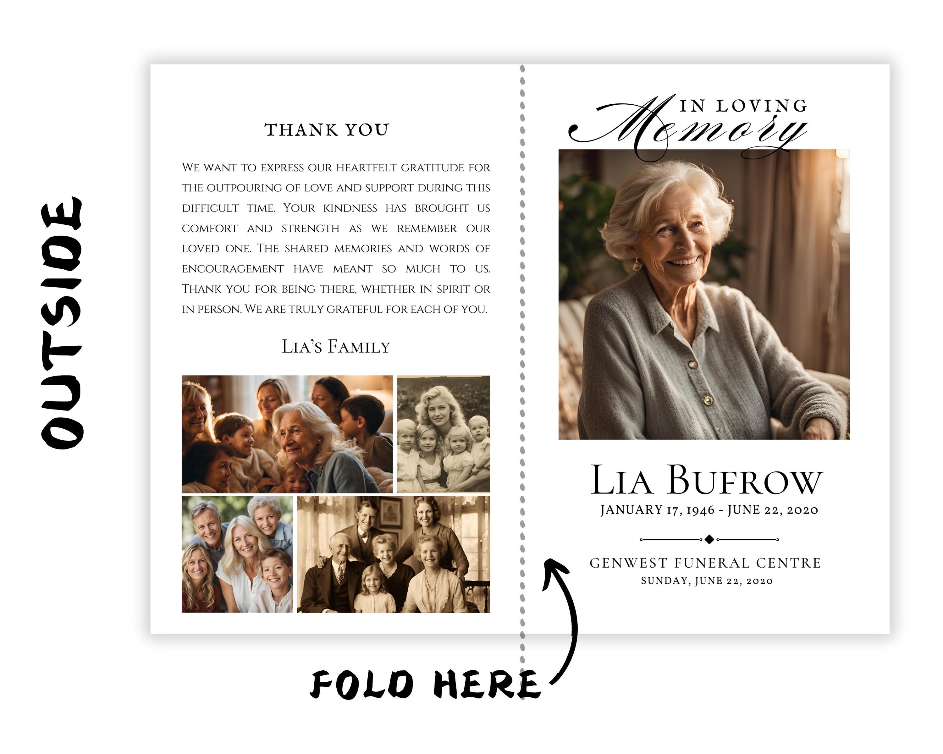 Minimalist Funeral Program Template Simple Funeral Memorial Program ...