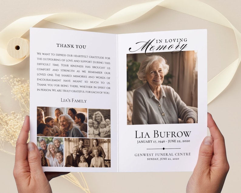Minimalist Funeral Program Template Simple Funeral Memorial Program ...