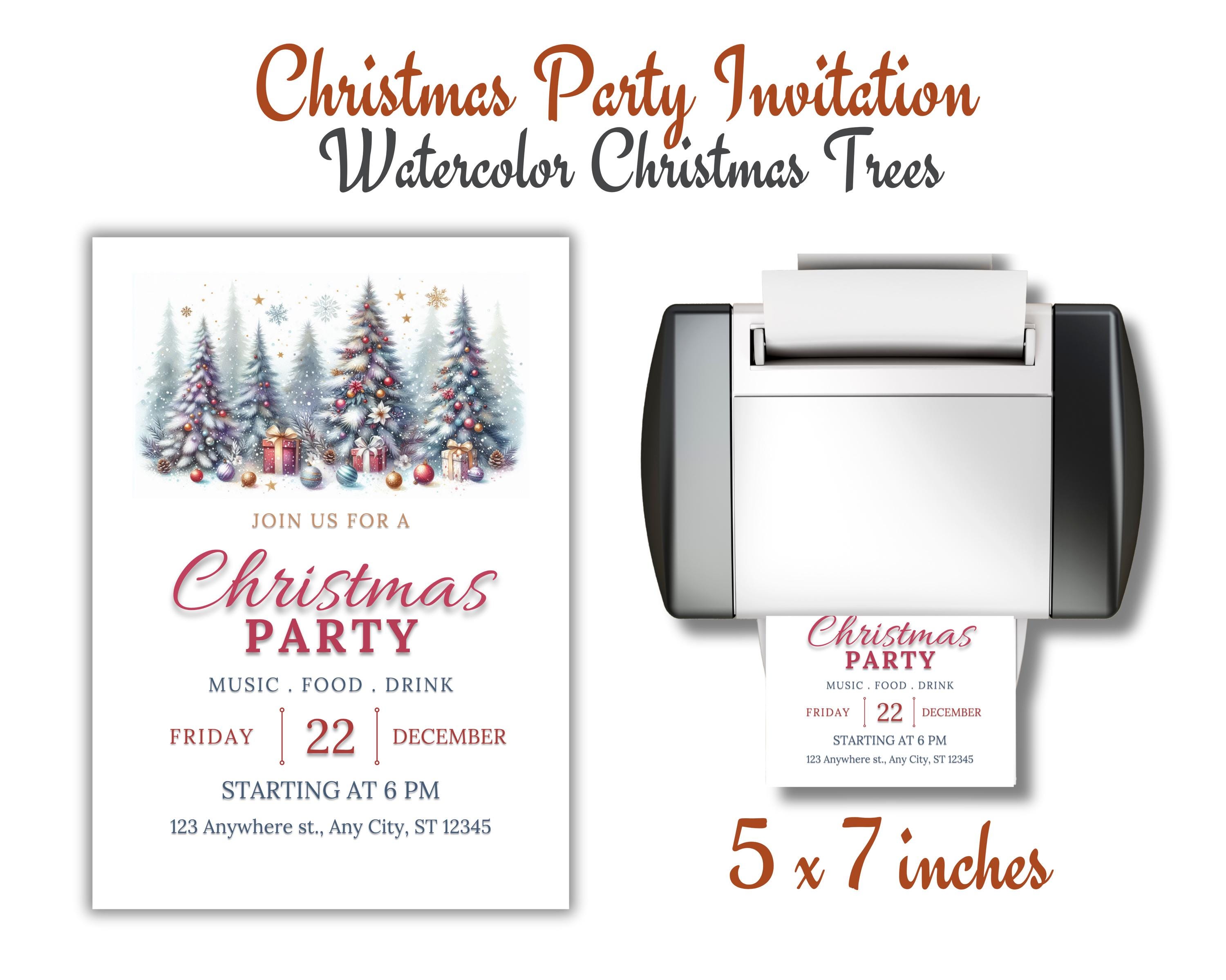 Editable Christmas Party Invite Holiday Dinner Party Invite Snowy ...