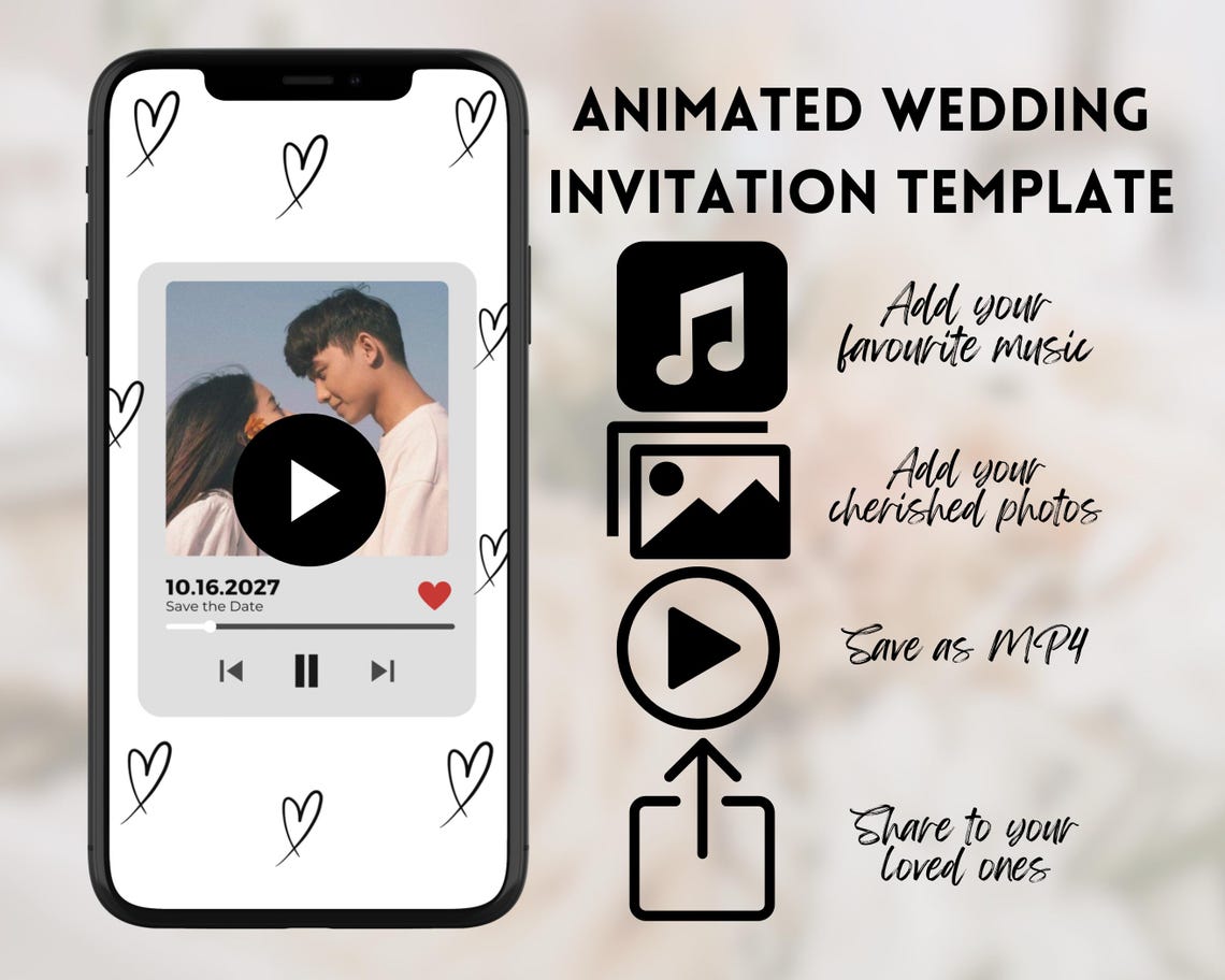 Animated Wedding Invitation Video Template Customizable Canva Invite ...
