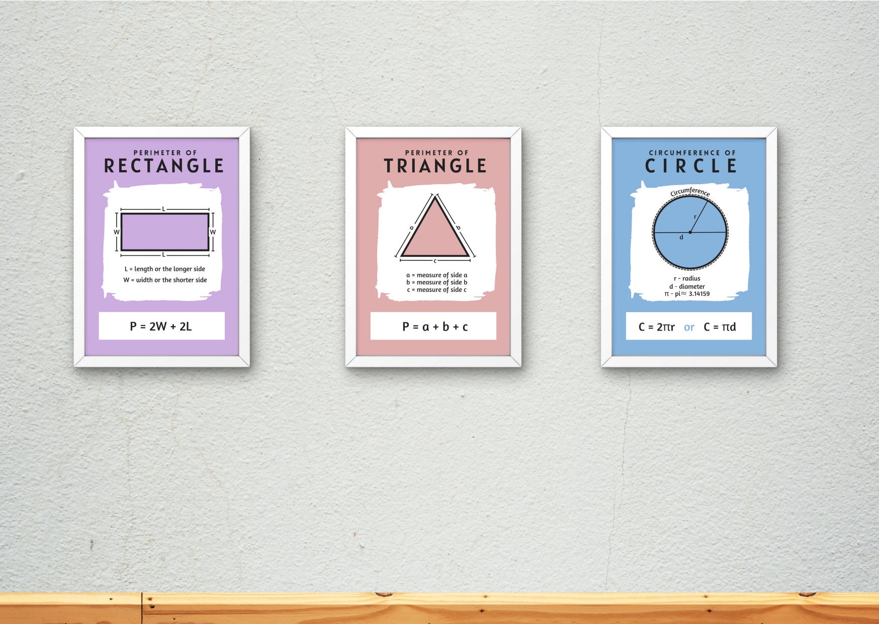 PRINTABLE Perimeter Area Poster Set, 2D Shapes Poster Set, Math Formula ...