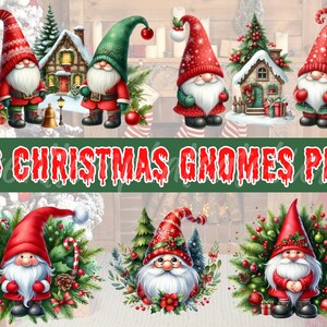 Watercolor Christmas Gnome Clipart Bundle, Christmas Clipart PNG, Snow ...