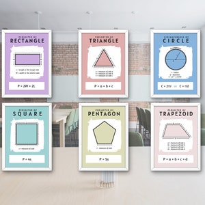 PRINTABLE Perimeter Area Poster Set, 2D Shapes Poster Set, Math Formula ...