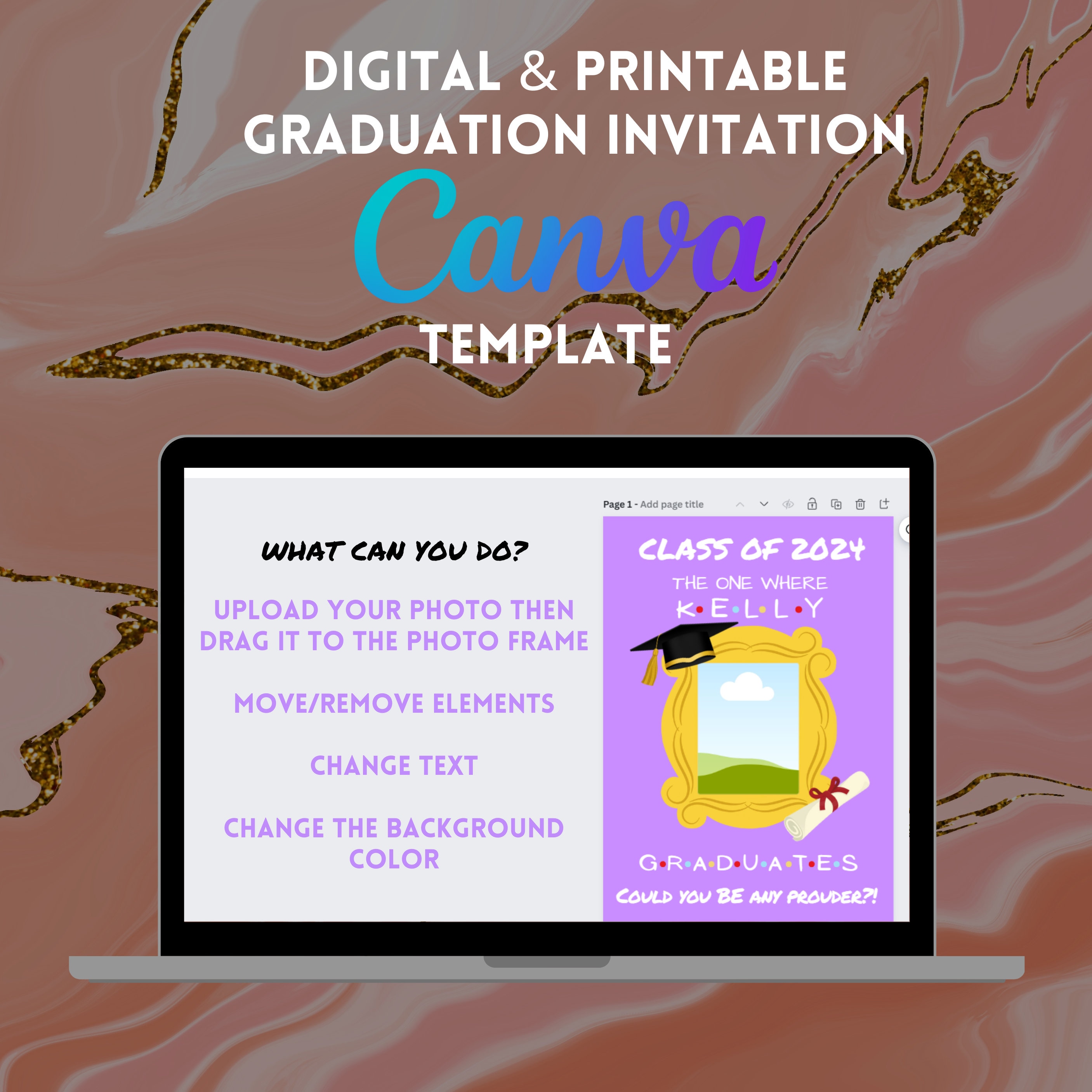 Friends Yellow Frame Graduation Invitation, Digital Invitation, 2025 ...