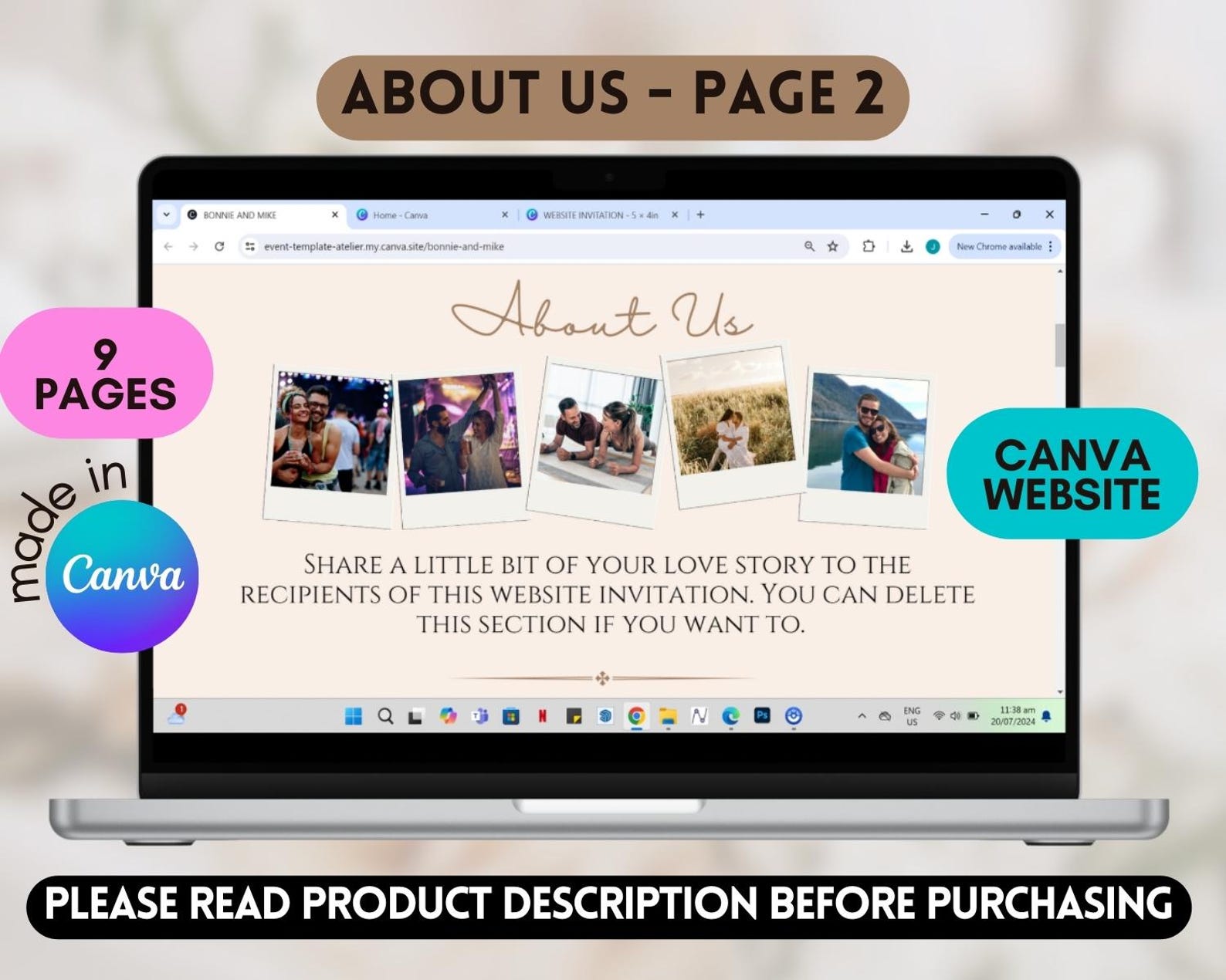 Custom Modern Wedding Invitation Website With RSVP Wedding Reception ...