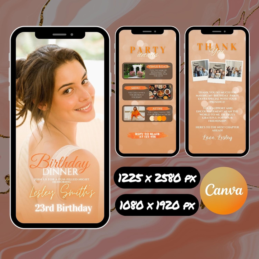 Orange Themed Birthday Invitation Video, Animated Birthday Dinner Party ...