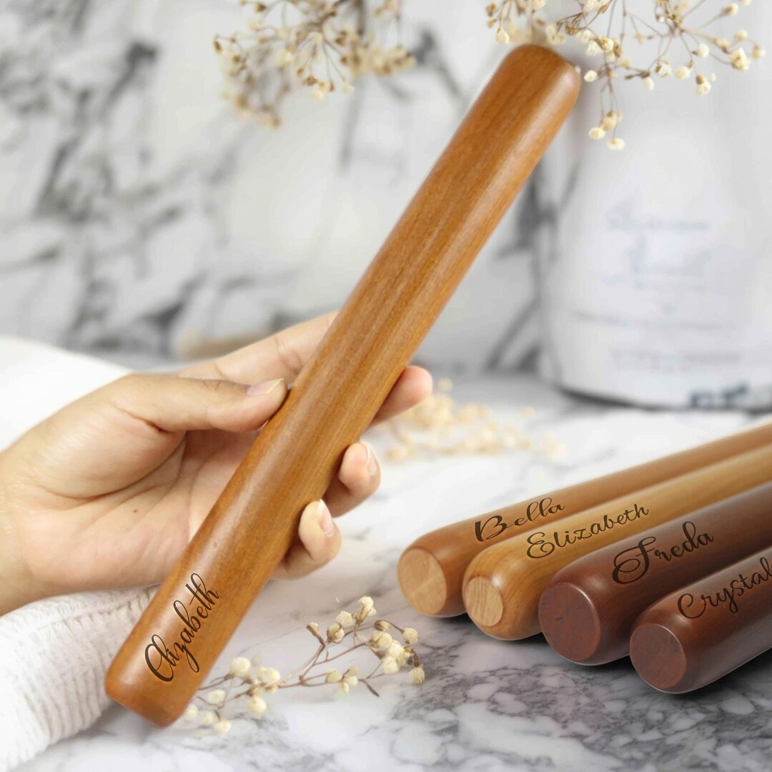 Personalized Solid Jujube Wood Rolling Pin – Natural Wood Rolling Pin ...