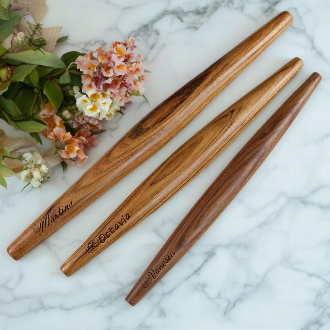 Personalized Solid Red Rosewood Rolling Pin – Natural Wood Rolling Pin ...