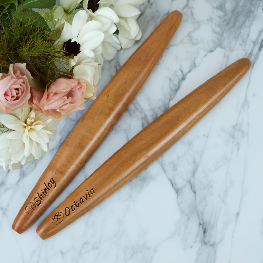 Personalized Solid Red Core Jujube Wood Rolling Pin – Natural Wood ...