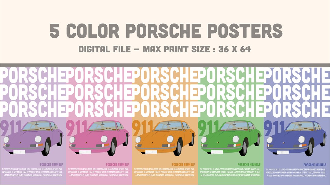 RETRO PORSCHE 911 POSTER (digital File for All 5 Colours) - Etsy