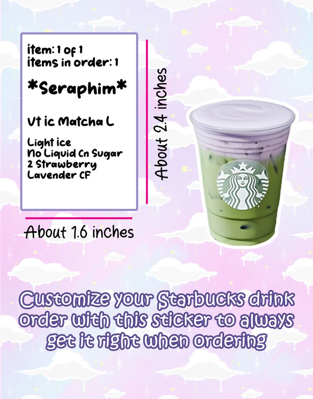 Custom Starbucks Drink Sticker Personalized Sticker Water Bottle ...