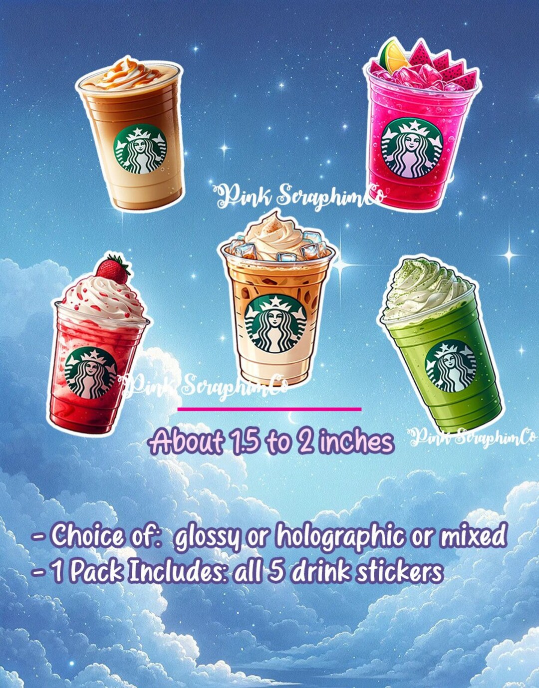 Starbucks Drink Flakes Sticker | Water Bottle/tumbler/phone/laptop ...