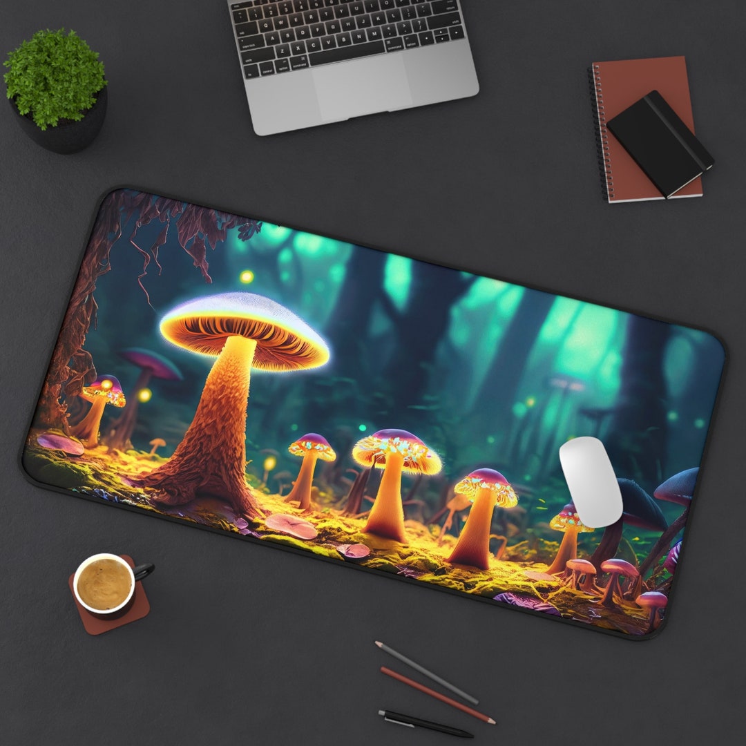 Whimsical Fantasy Mushroom Desk Mat, Home Office Accessory, Cottagecore ...