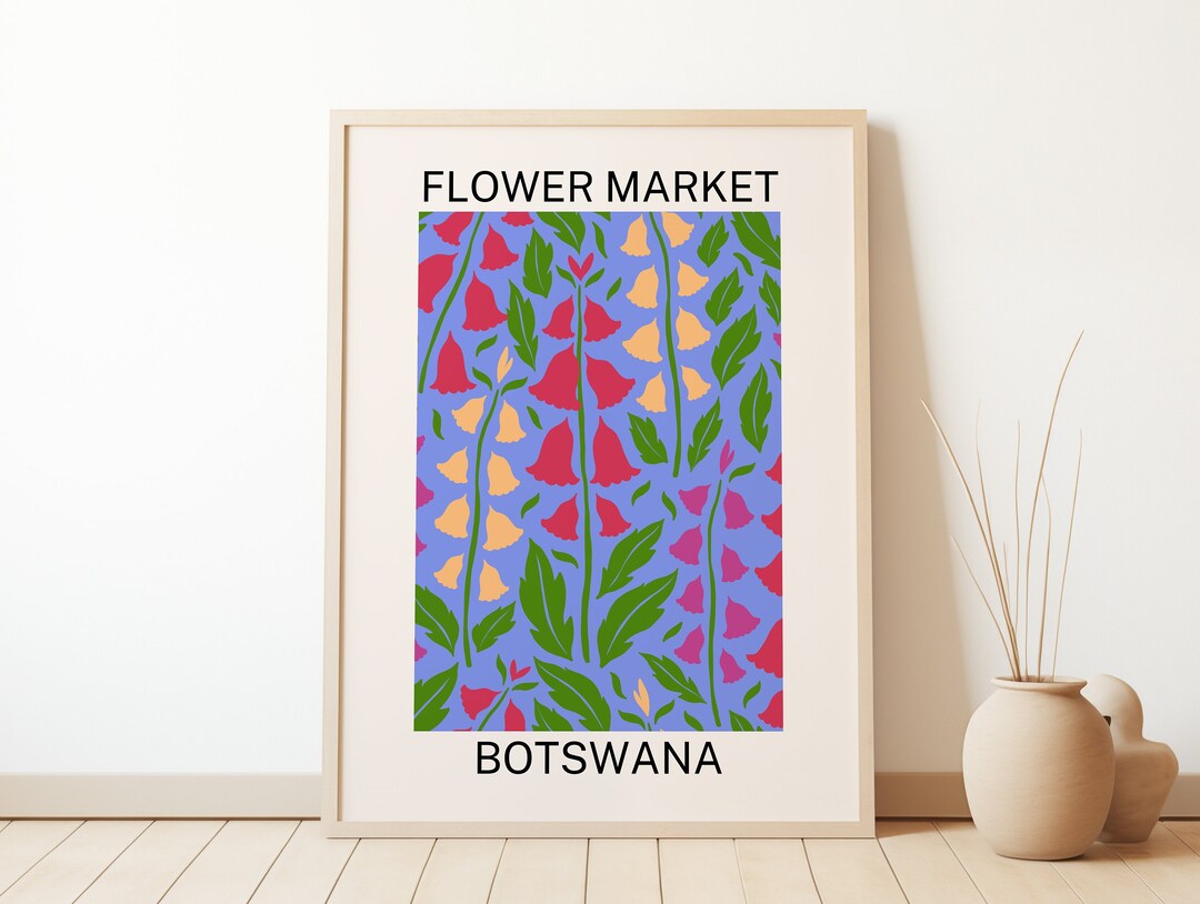 Botswana Travel Print Botswana Poster Retro Travel Poster Gallery Wall ...
