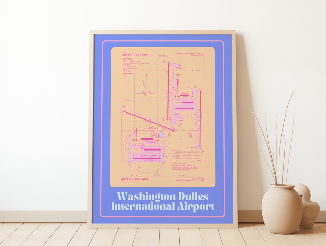 Washington Dulles International Airport | Colorful Retro Airport Map ...
