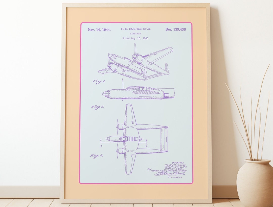 Airplane Patent | Colorful Vintage Plane Poster | Female Pilot Gift ...