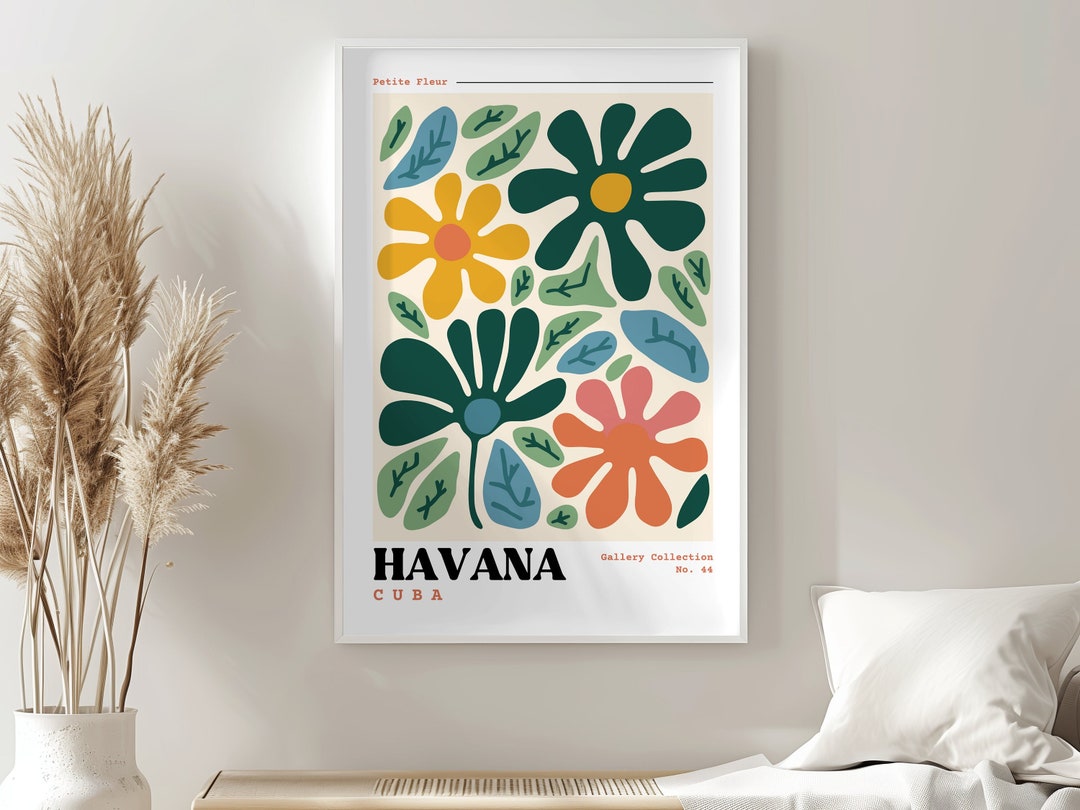 Havana, Cuba Travel Poster, Cuba Prints, Flower Poster, Cuba Art, Cuba ...