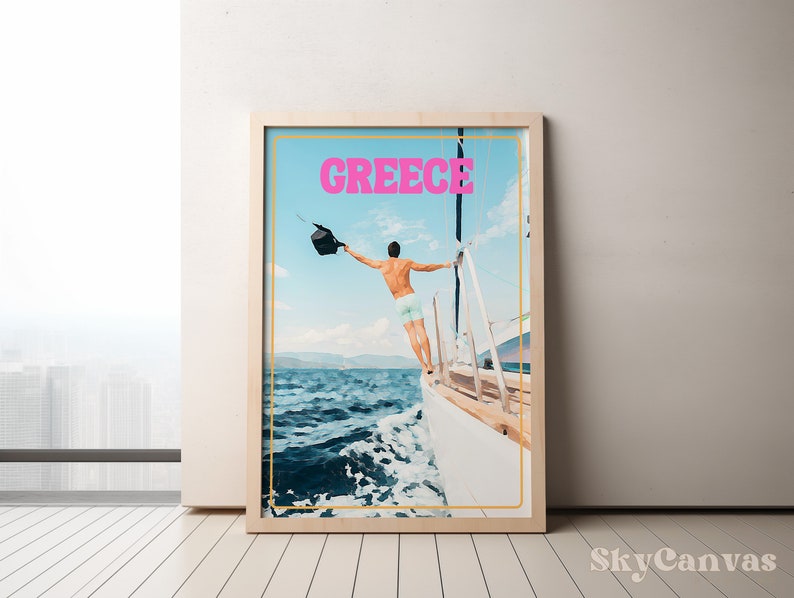 Greece Retro Travel Poster Gallery Wall Art Eclectic Print Colorful ...