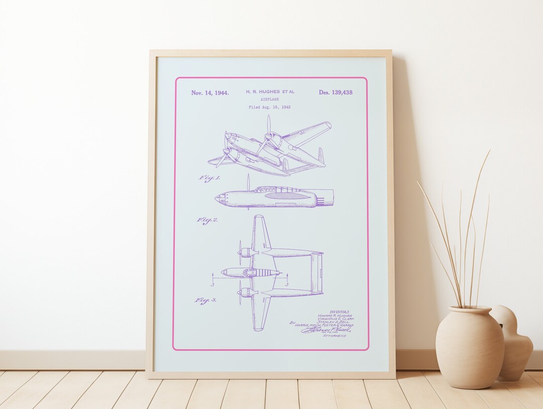 Airplane Patent | Blue and Purple Vintage Plane Poster | Female Pilot ...