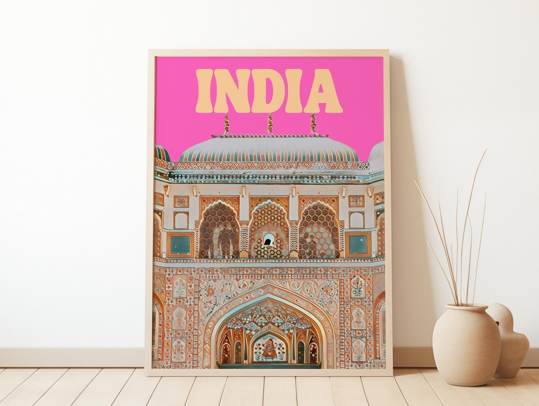 India Retro Travel Poster Gallery Wall Art Eclectic Print Colorful Wall ...