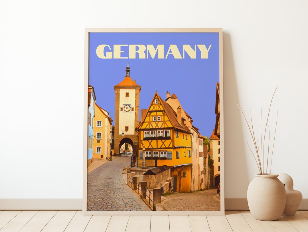 Germany Retro Travel Poster Gallery Wall Art Eclectic Print Colorful ...