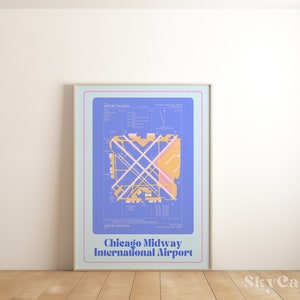 Chicago Midway International Airport | Colorful Retro Airport Map ...