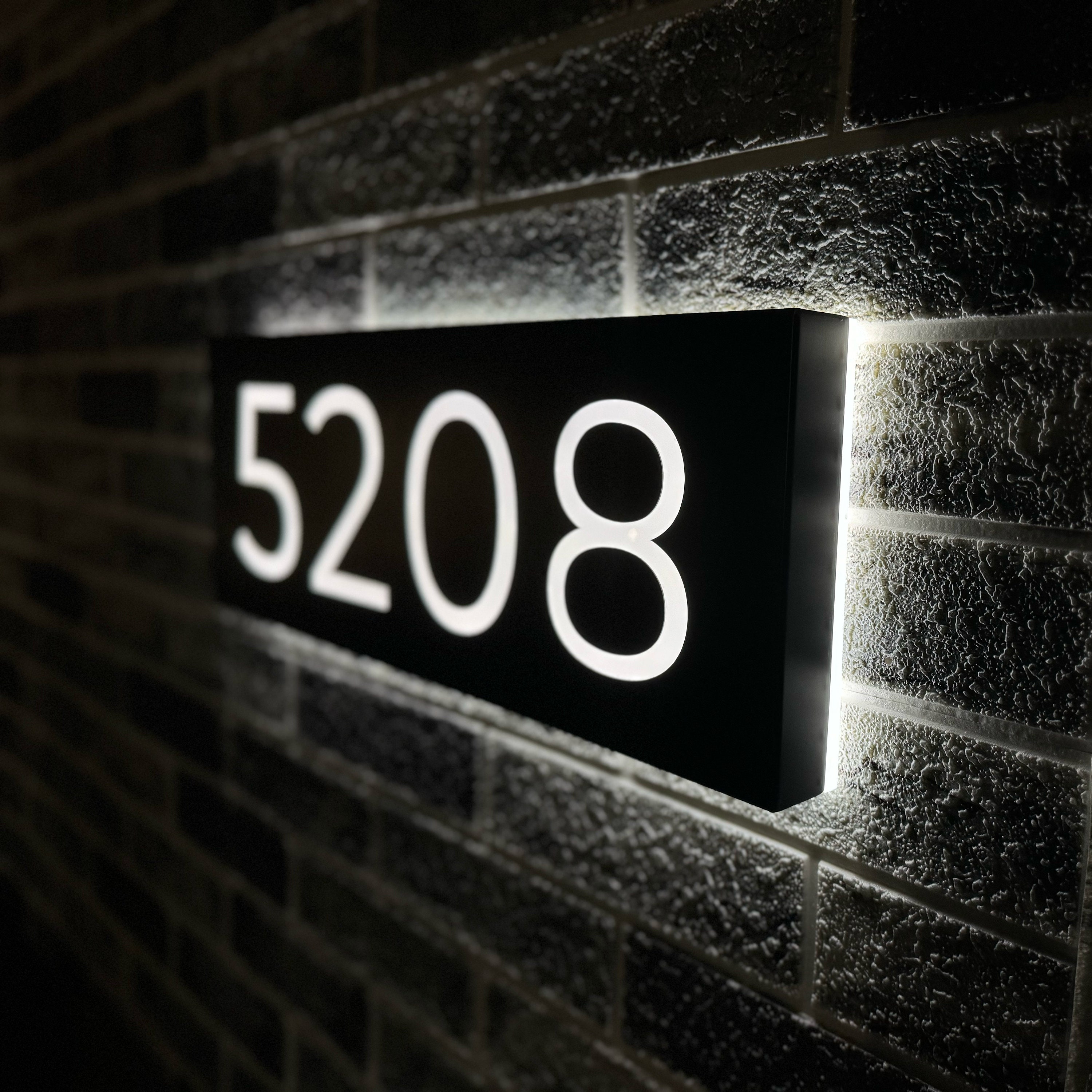 Solar Powered Backlit LED House Number Plague | Modern Backlit Metal ...
