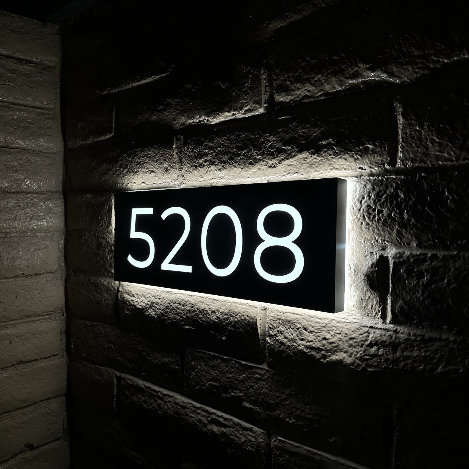 Solar Backlit LED House Number Plaque: Modern Metal Address Sign - Etsy