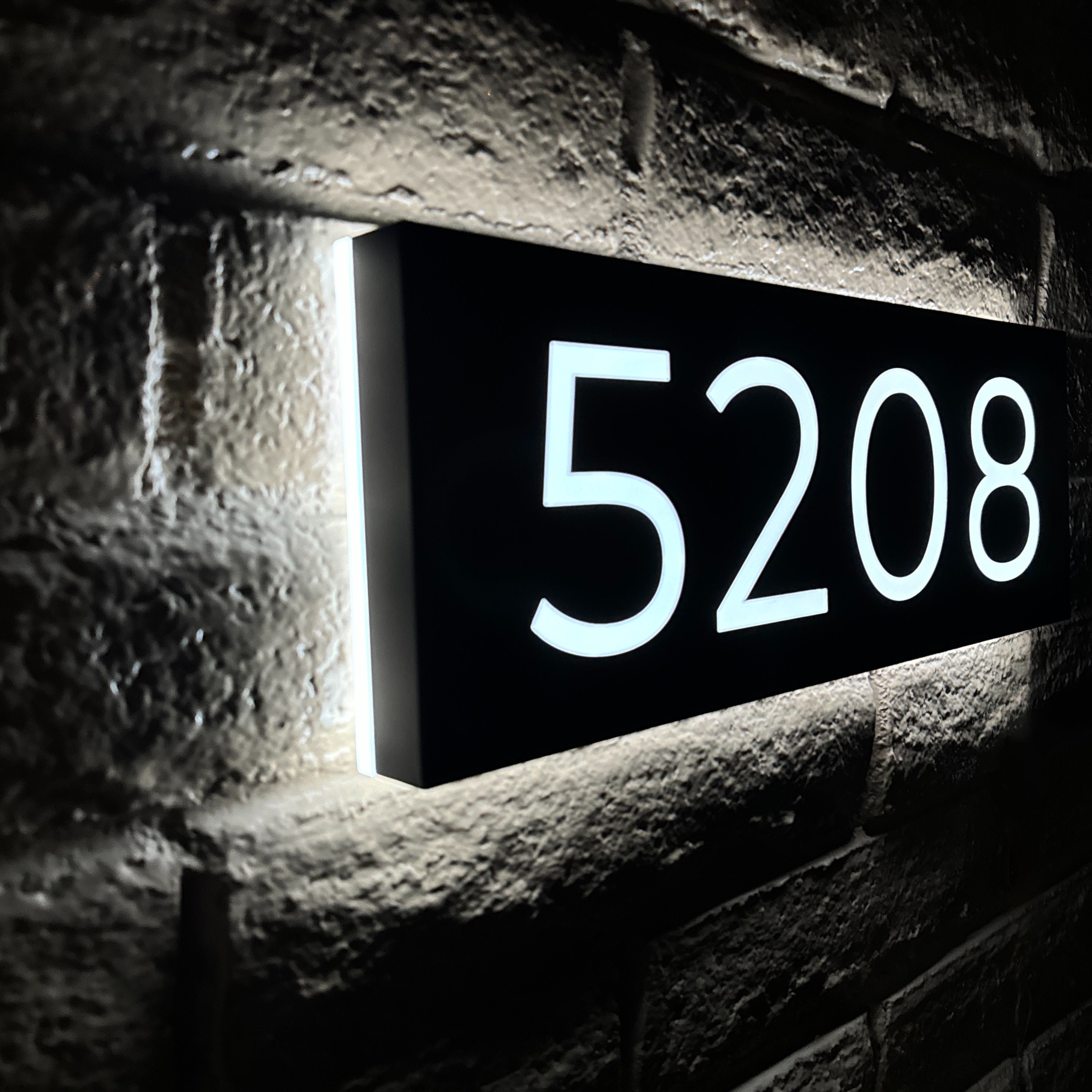 Solar Backlit LED House Number Plaque: Modern Metal Address Sign - Etsy